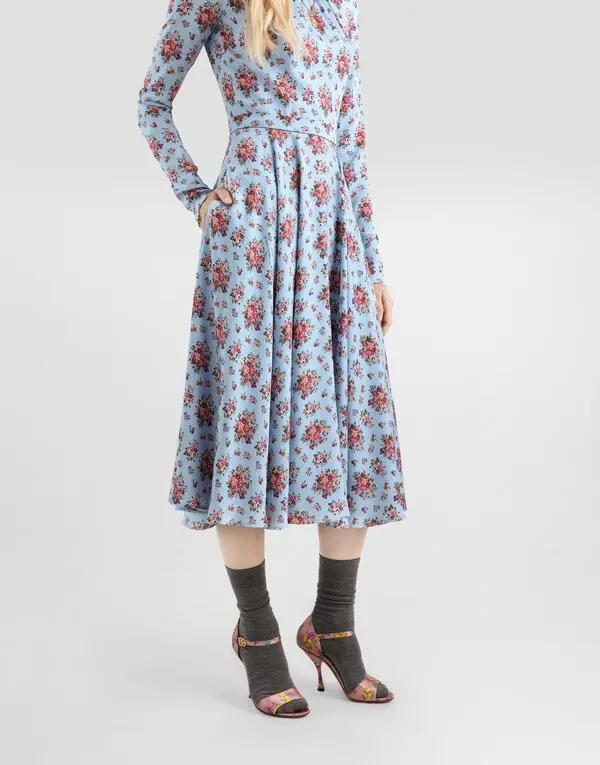 Dolce & Gabbana Floral-print Charmeuse Long Dress