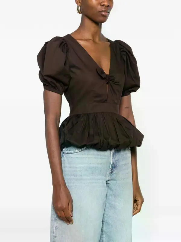 ROTATE BY BIRGER CHRISTENSEN Puff-sleeve Top - Brown