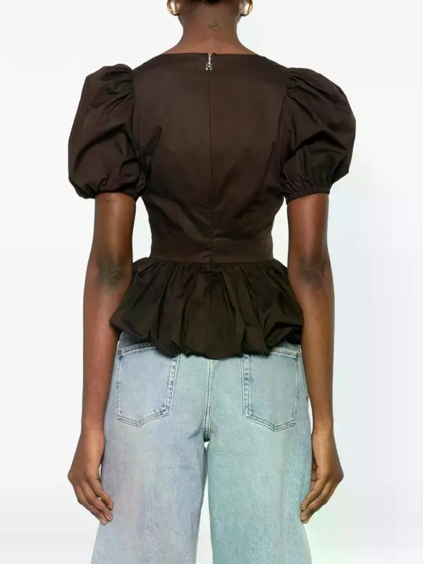 ROTATE BY BIRGER CHRISTENSEN Puff-sleeve Top - Brown