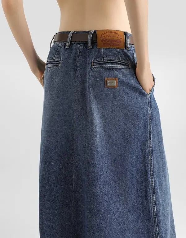 Dolce & Gabbana Long Denim Straight Skirt