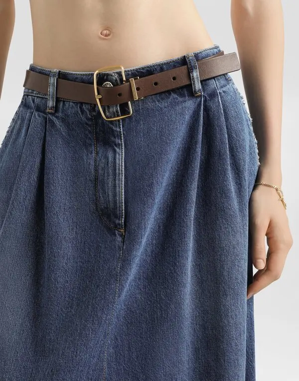 Dolce & Gabbana Long Denim Straight Skirt