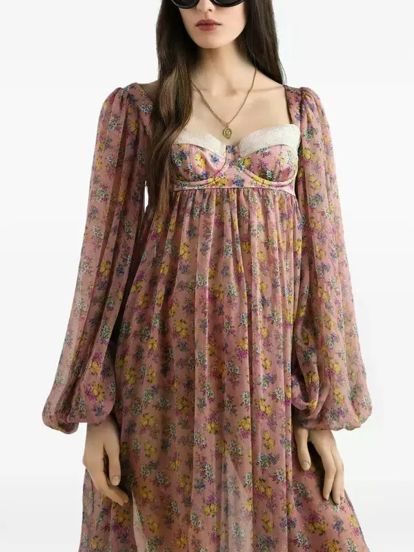 Dolce & Gabbana Floral Puff-sleeve Dress