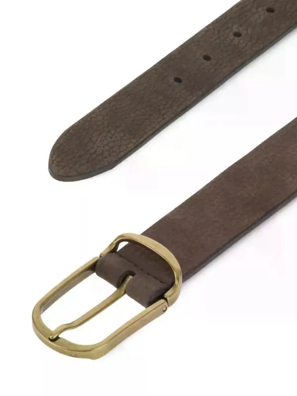 Boggi Milano Tumbled Nubuck Leather Belt With Bronze Buckle