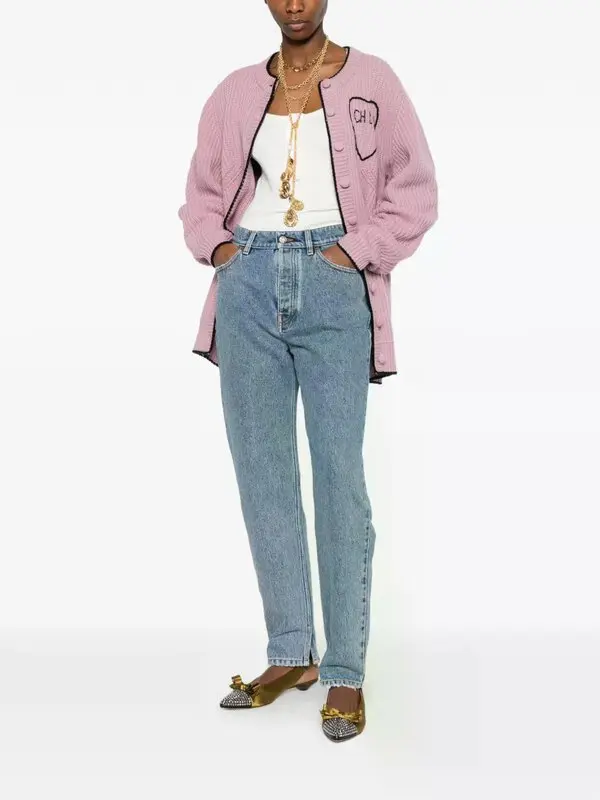 Chloé Logo Rib Knit Cardigan