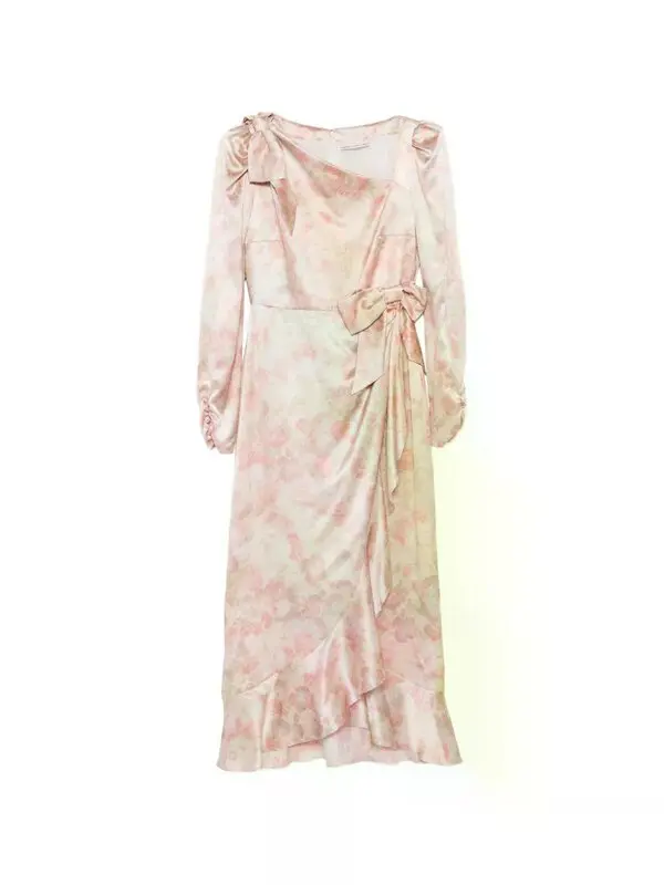 Alessandra Rich Silk Midi Dress - Neutrals