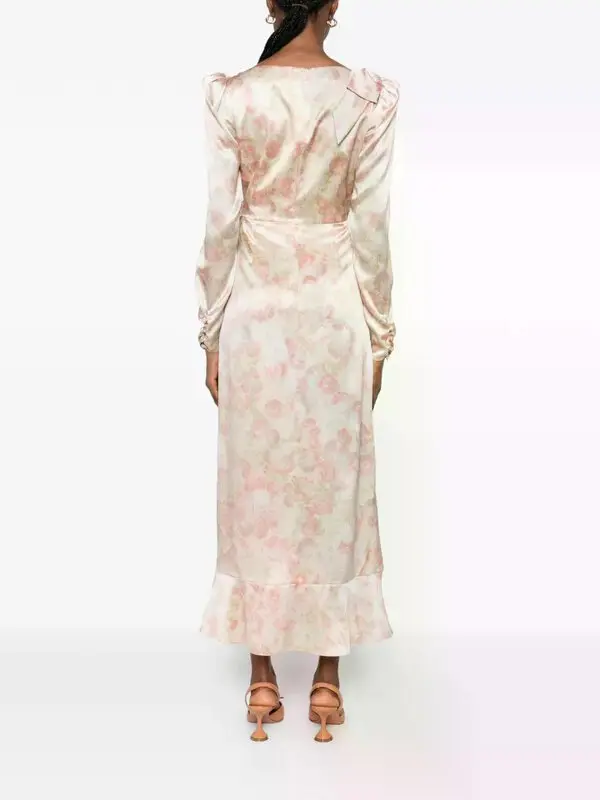 Alessandra Rich Silk Midi Dress - Neutrals
