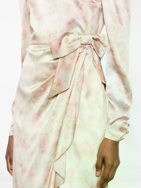 Alessandra Rich Silk Midi Dress - Neutrals