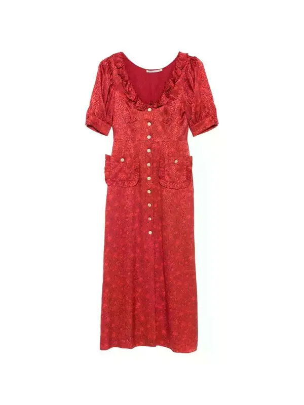 Alessandra Rich Jacquard Midi Dress - Red
