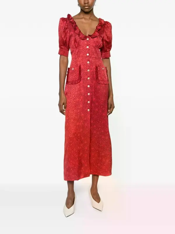 Alessandra Rich Jacquard Midi Dress - Red