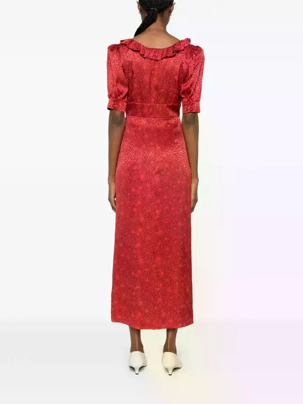 Alessandra Rich Jacquard Midi Dress - Red