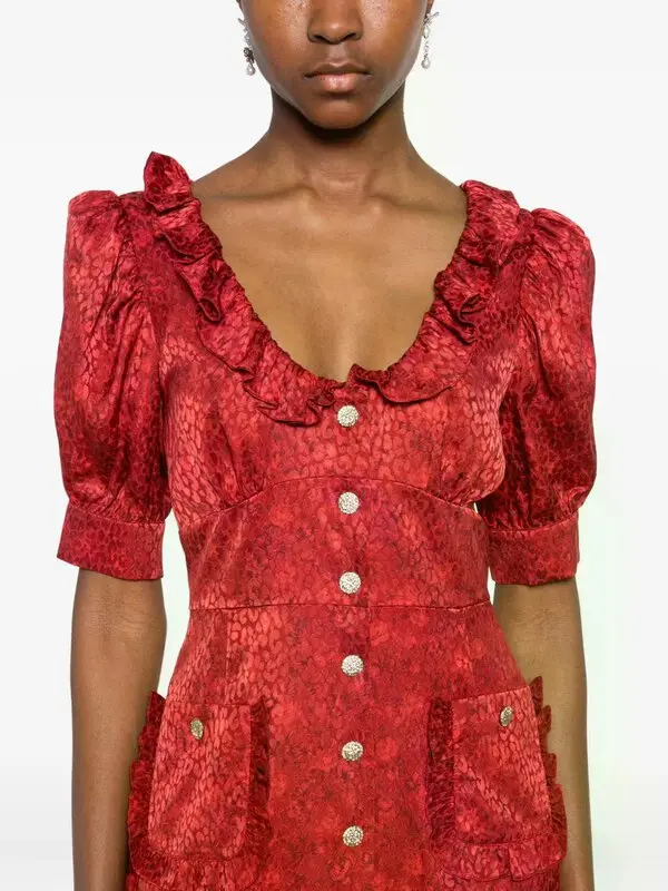 Alessandra Rich Jacquard Midi Dress - Red