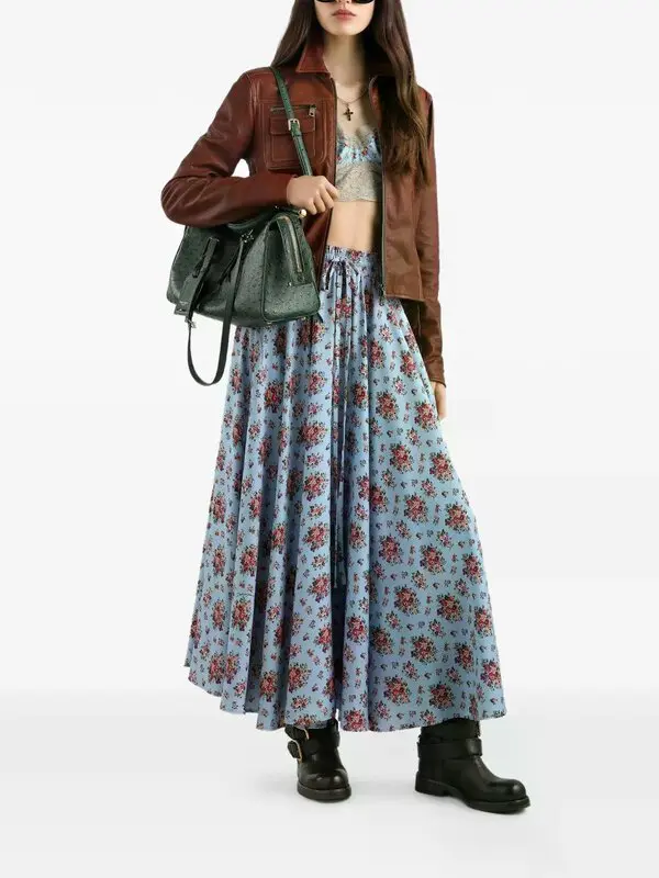 Dolce & Gabbana Floral Print Drawstring Skirt