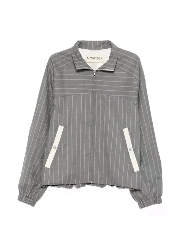 MORDECAI Striped Zipped Jacket - Grey