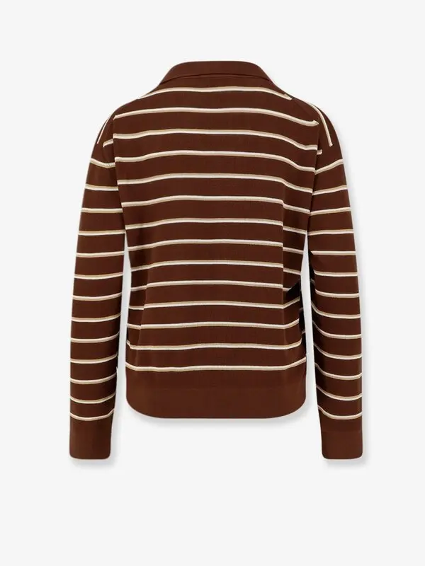Miu Miu Striped Cotton Polo Shirt - Brown