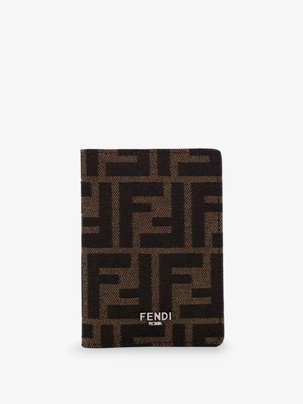 Fendi Ff Fabric Card Holder With Front Logo - Brown
