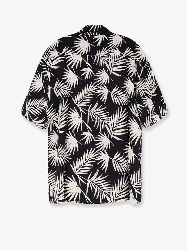 LANEUS Printed Viscose Shirt - Black