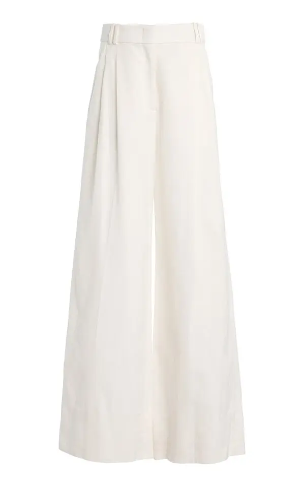 Another Tomorrow High-rise Wide-leg Pleated Trousers - Off-white