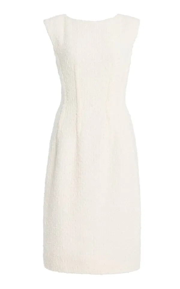 Another Tomorrow Cotton-tweed Tea Length Dress