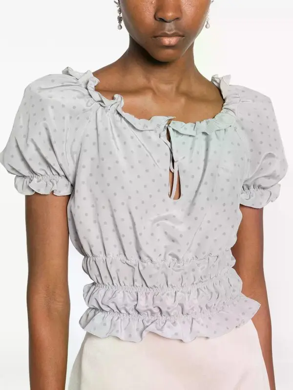 Alessandra Rich Polka-dot Ruffled Top