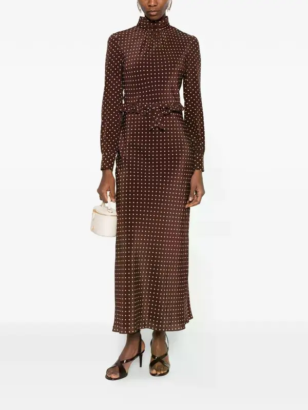 Alessandra Rich Polka Dot Print Midi Dress