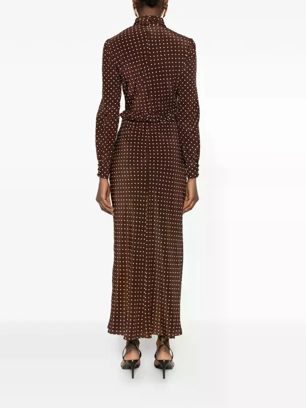 Alessandra Rich Polka Dot Print Midi Dress