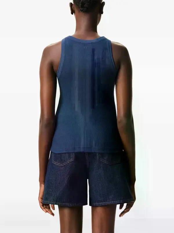 AMI Paris De Coeur Ribbed Tank Top - Blue