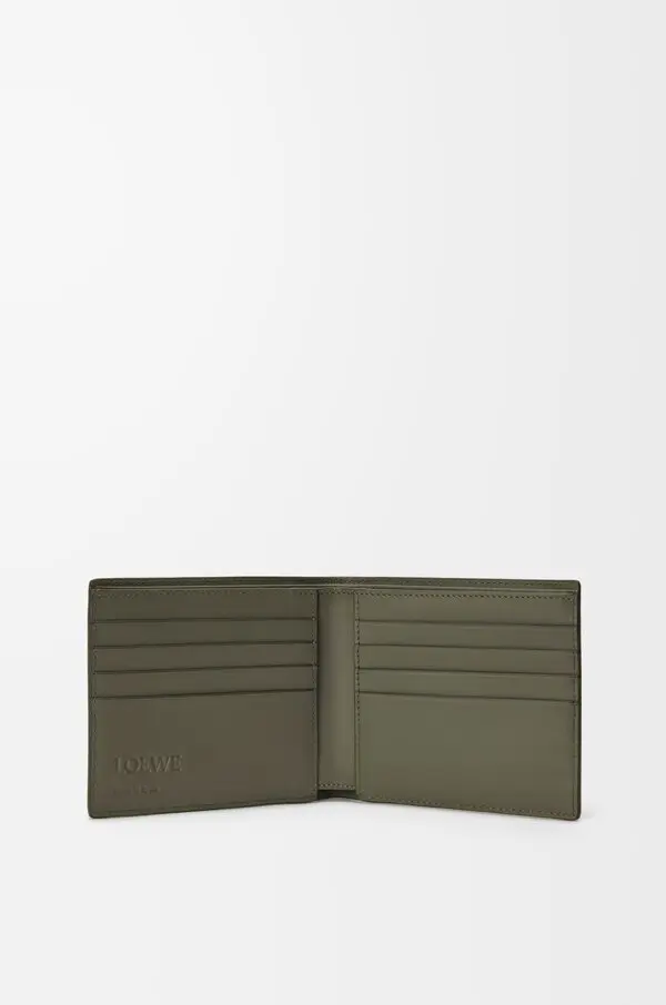 Loewe Bifold Wallet In Satin Leather Skin - Khaki Green