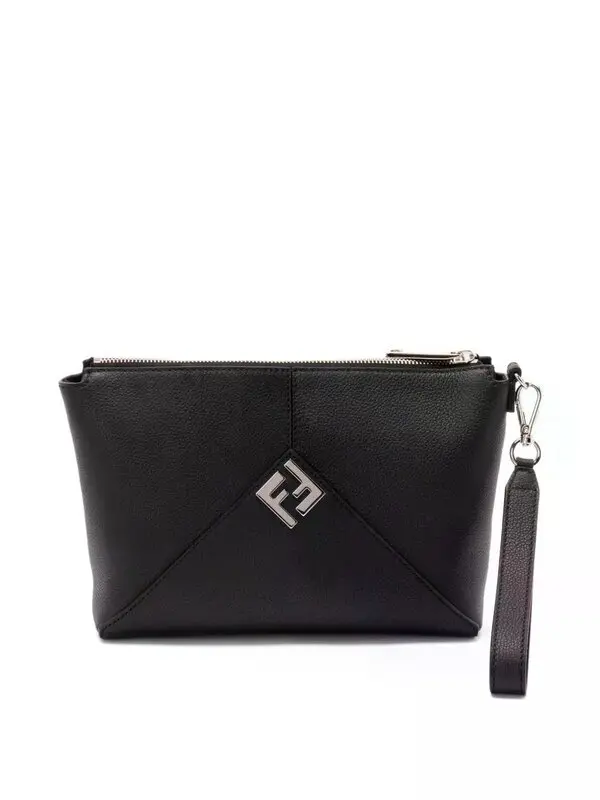 Fendi Logo-plaque Leather Clutch