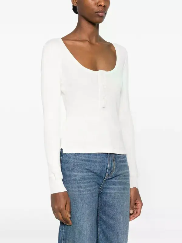 Chloé Henley Scoop-neck T-shirt