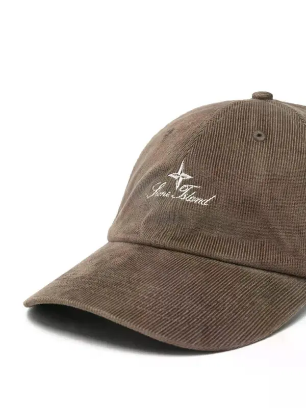 Stone Island Logo Corduroy Cap - Brown