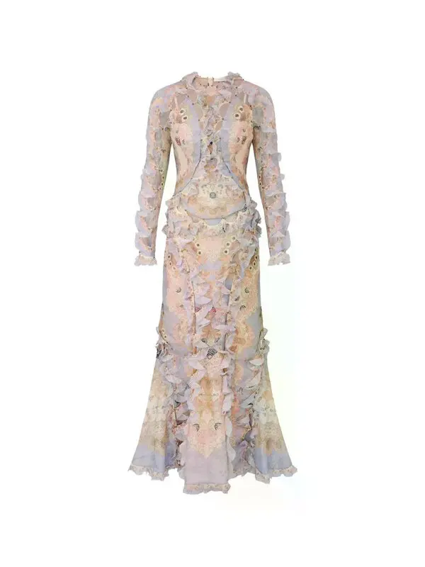 Zimmermann Rebellion Ruffled Floral Maxi Dress - Blue