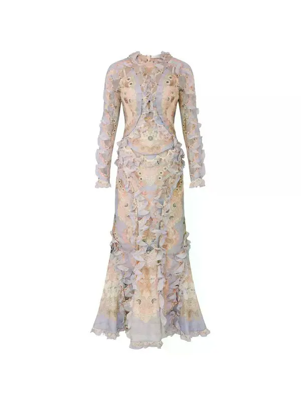 Zimmermann Rebellion Ruffled Floral Maxi Dress - Blue