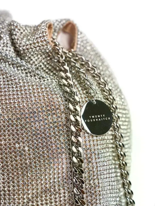 TWENTY FOURHAITCH Rhinestone Chain Bucket Bag
