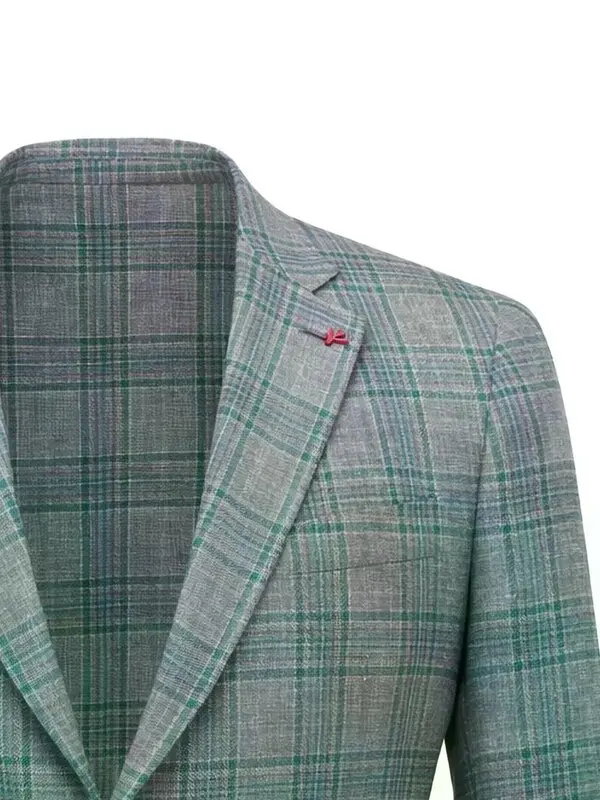 Isaia Plaid Buttoned Blazer