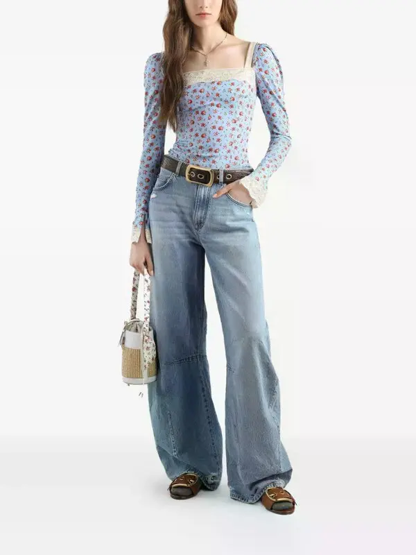 Dolce & Gabbana Floral-print Lace-trim Top