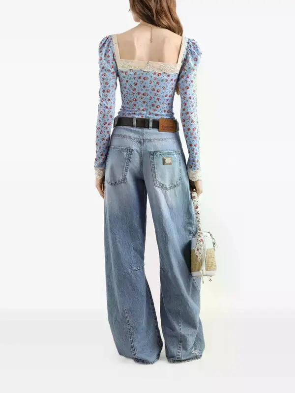 Dolce & Gabbana Floral-print Lace-trim Top