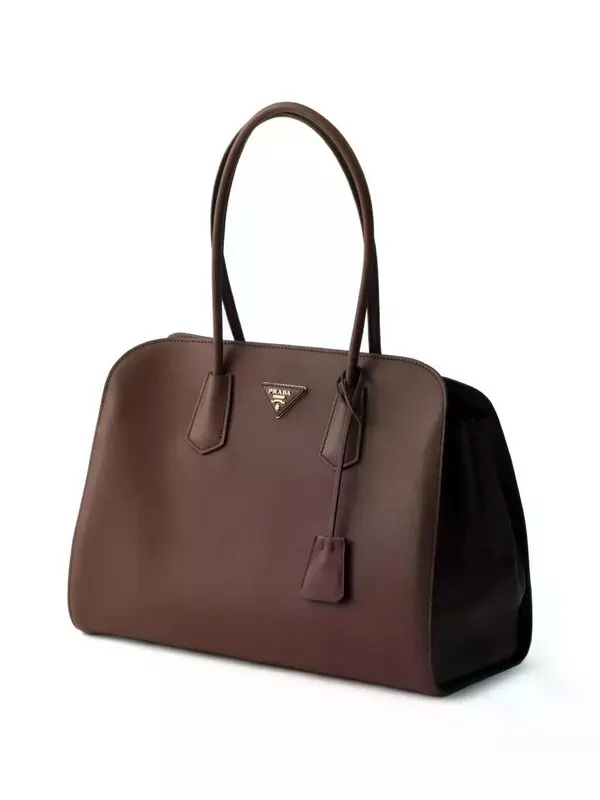 Prada Large Leather Tote Bag - Brown