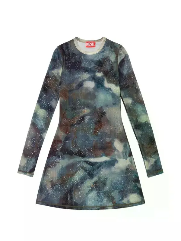 DIESEL® Abstract Print Long Sleeve Mini Dress