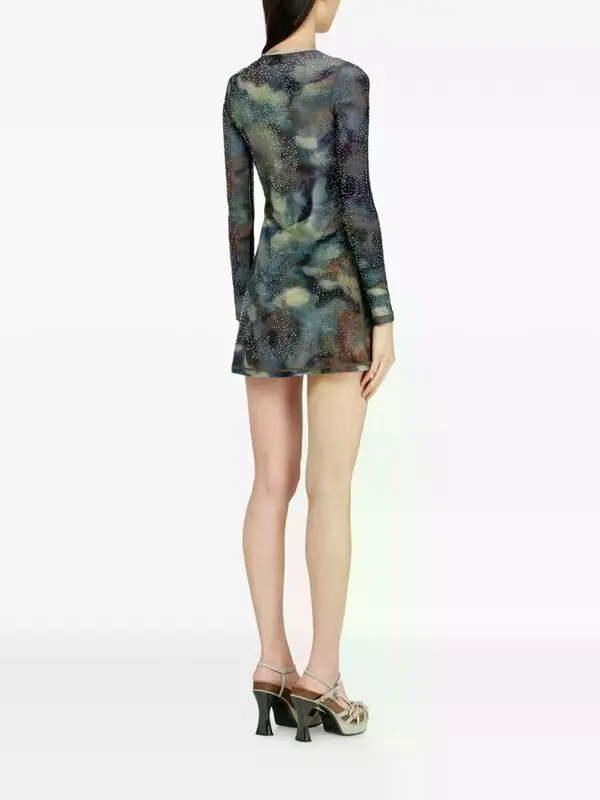DIESEL® Abstract Print Long Sleeve Mini Dress