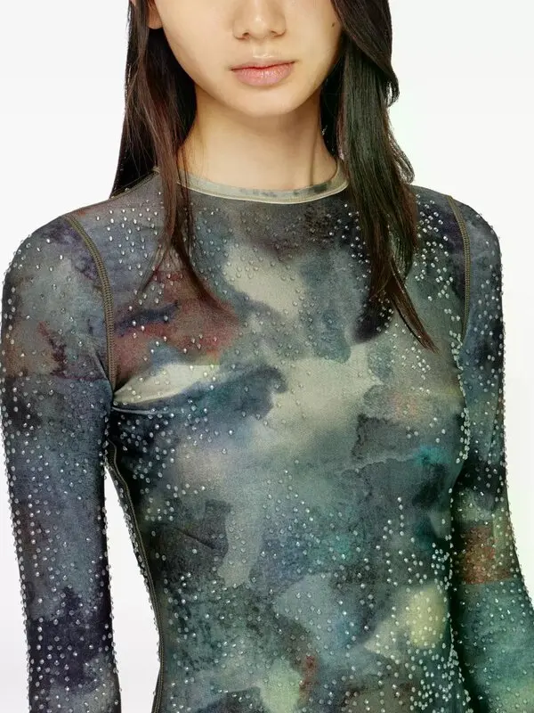 DIESEL® Abstract Print Long Sleeve Mini Dress