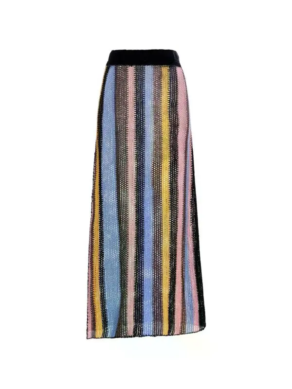 Agua Bendita Cyprus Striped Crochet Maxi Skirt - Pink
