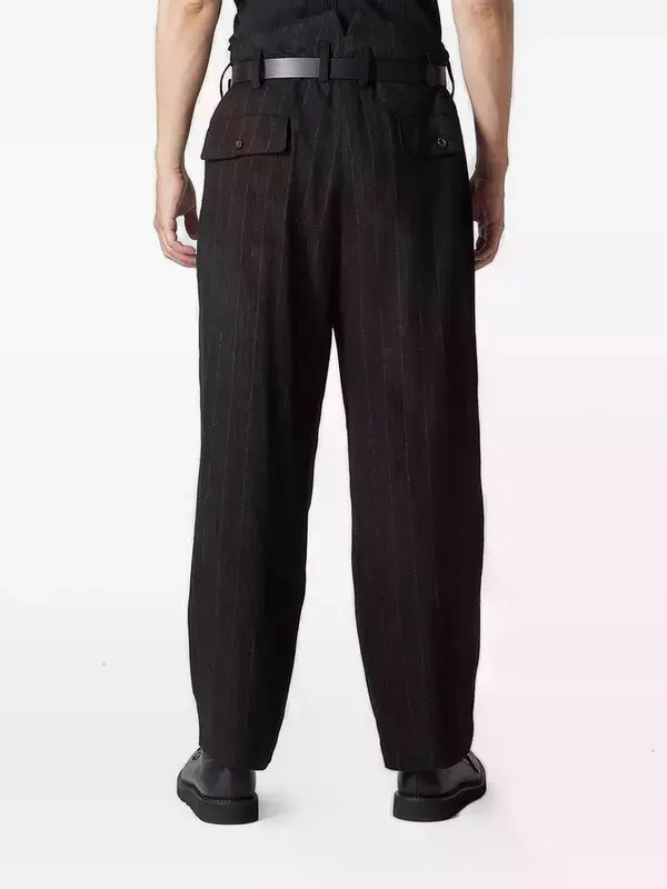 Y’s Pinstripe Wide Leg Cropped Trousers
