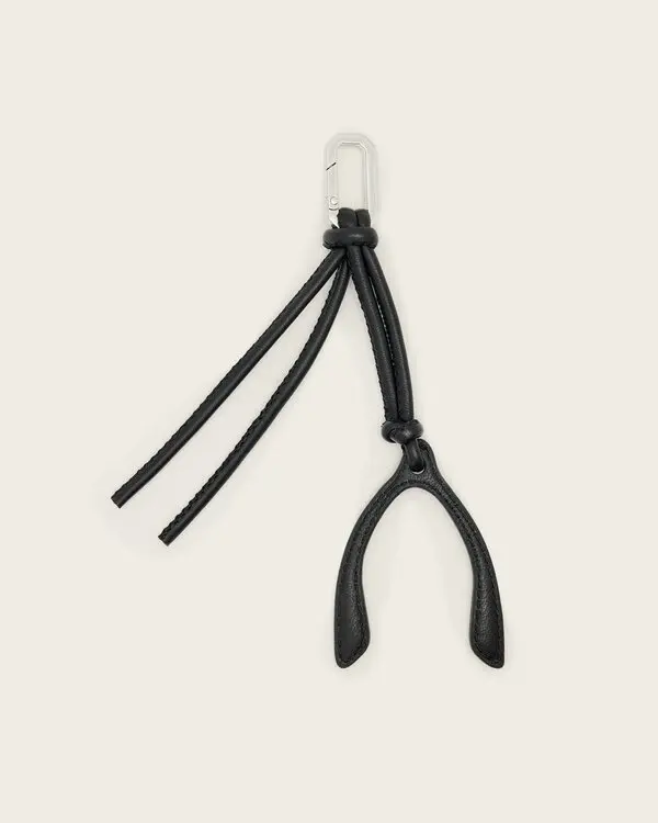 ALLSAINTS Wishbone Leather Keyring - Black