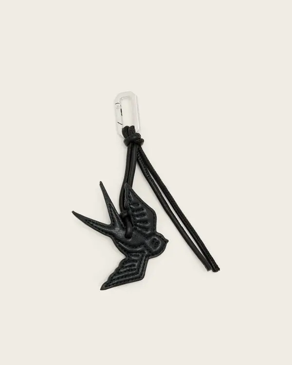 ALLSAINTS Swallow Leather Keyring - Black