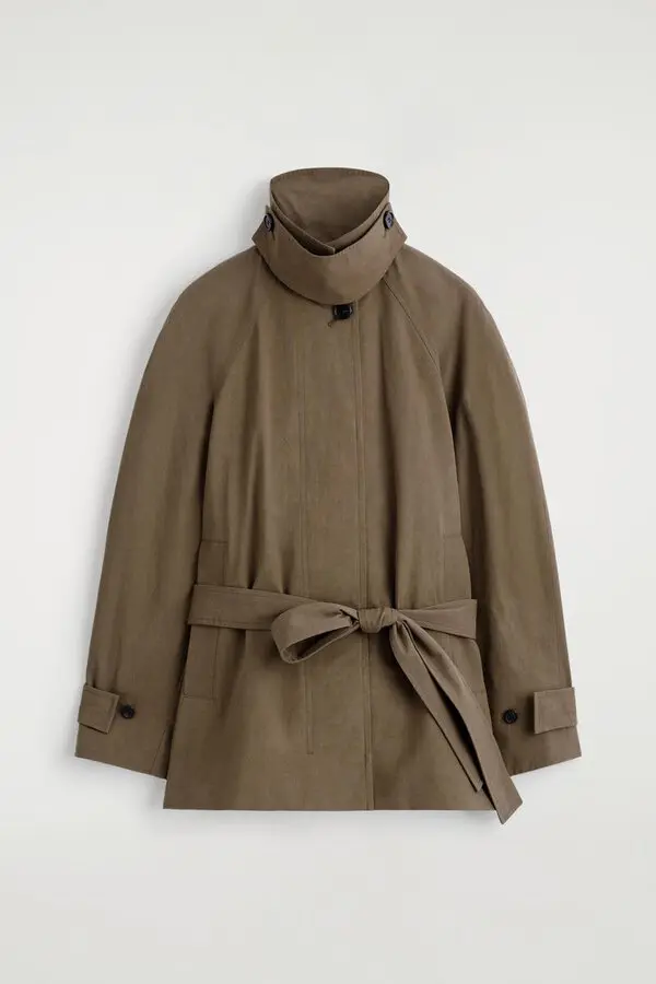 Cos Belted Cotton Short Trench Coat