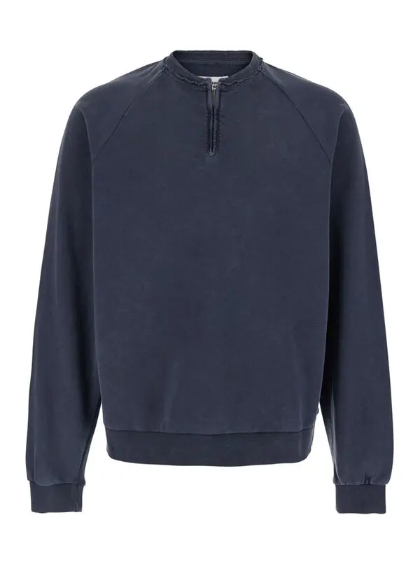 TONYWACK Garment Dyed Zip Sweatshirt - Blue