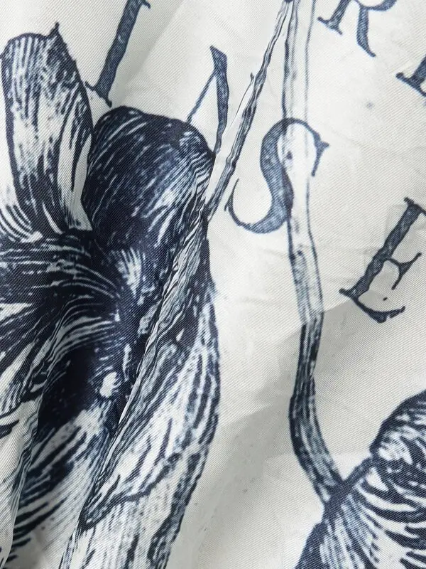 Erdem Printed Crinkled-satin Midi Skirt