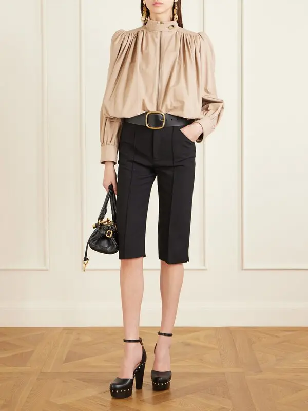 Chloé Cropped Gathered Organic Cotton-canvas Jacket - Neutrals