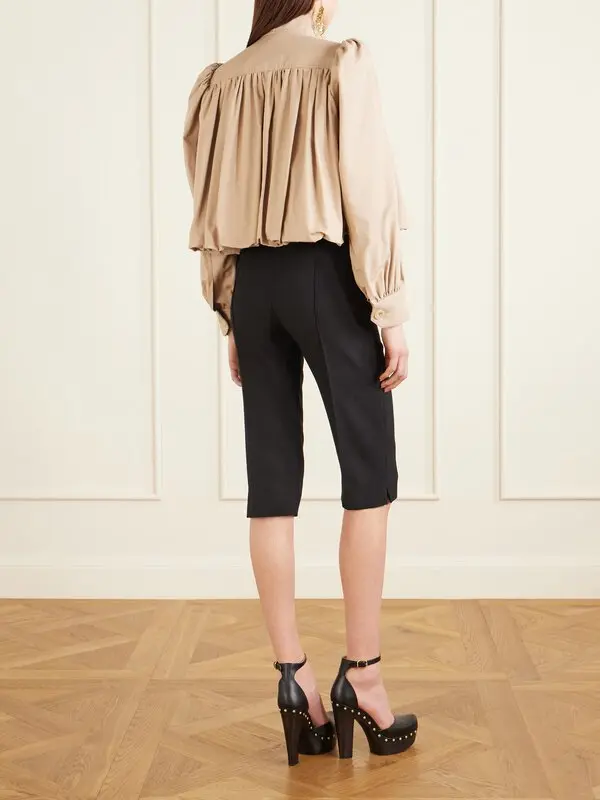 Chloé Cropped Gathered Organic Cotton-canvas Jacket - Neutrals