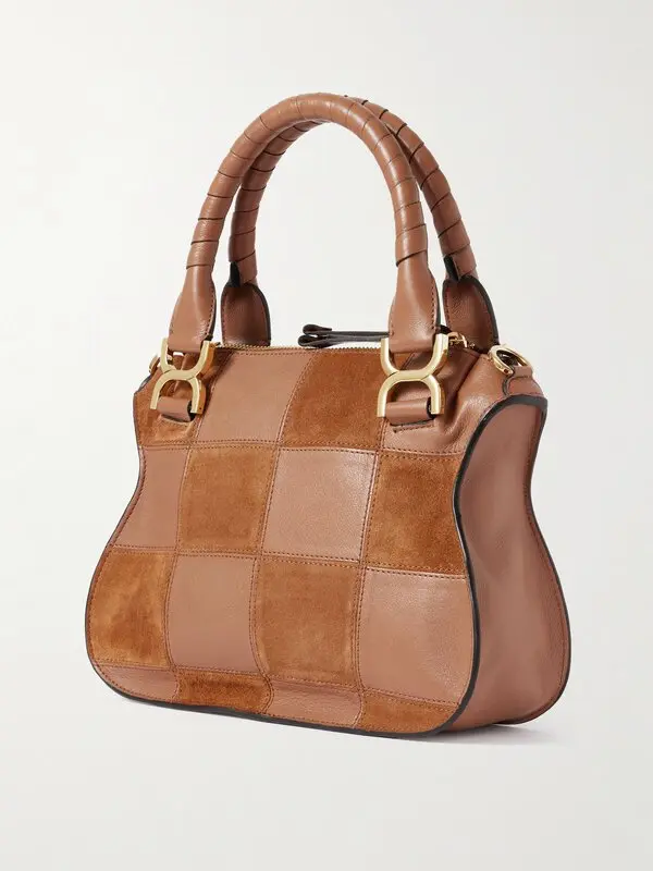 Chloé Marcie Patchwork Leather And Suede Shoulder Bag